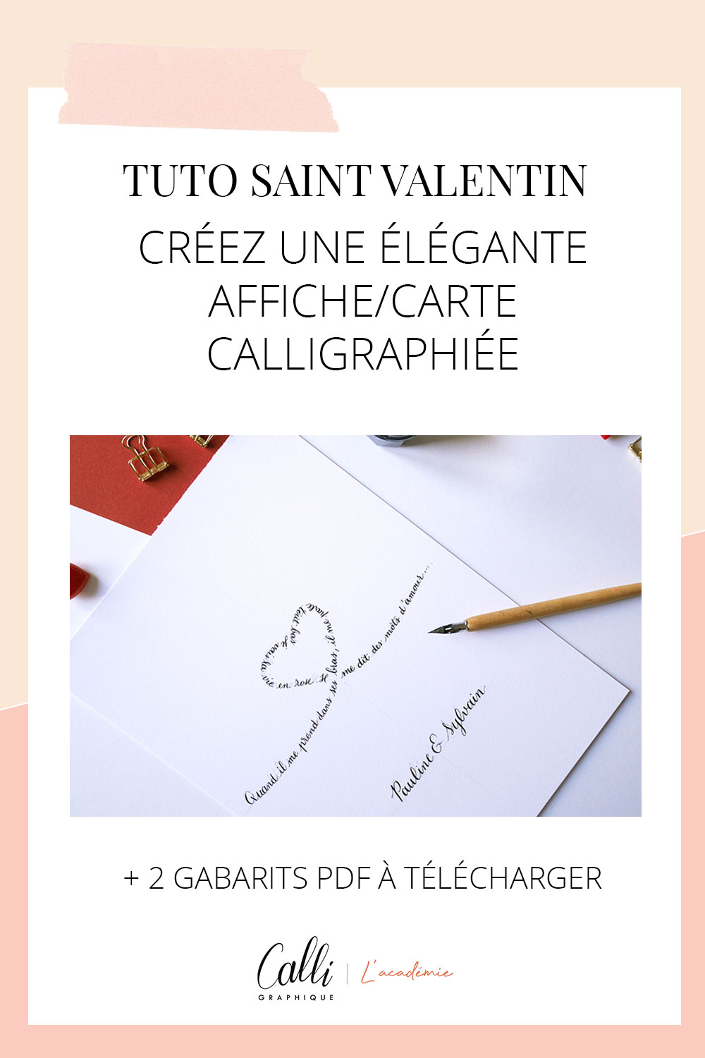 Pour la Saint-Valentin, créez une élégante affiche/carte calligraphiée ...