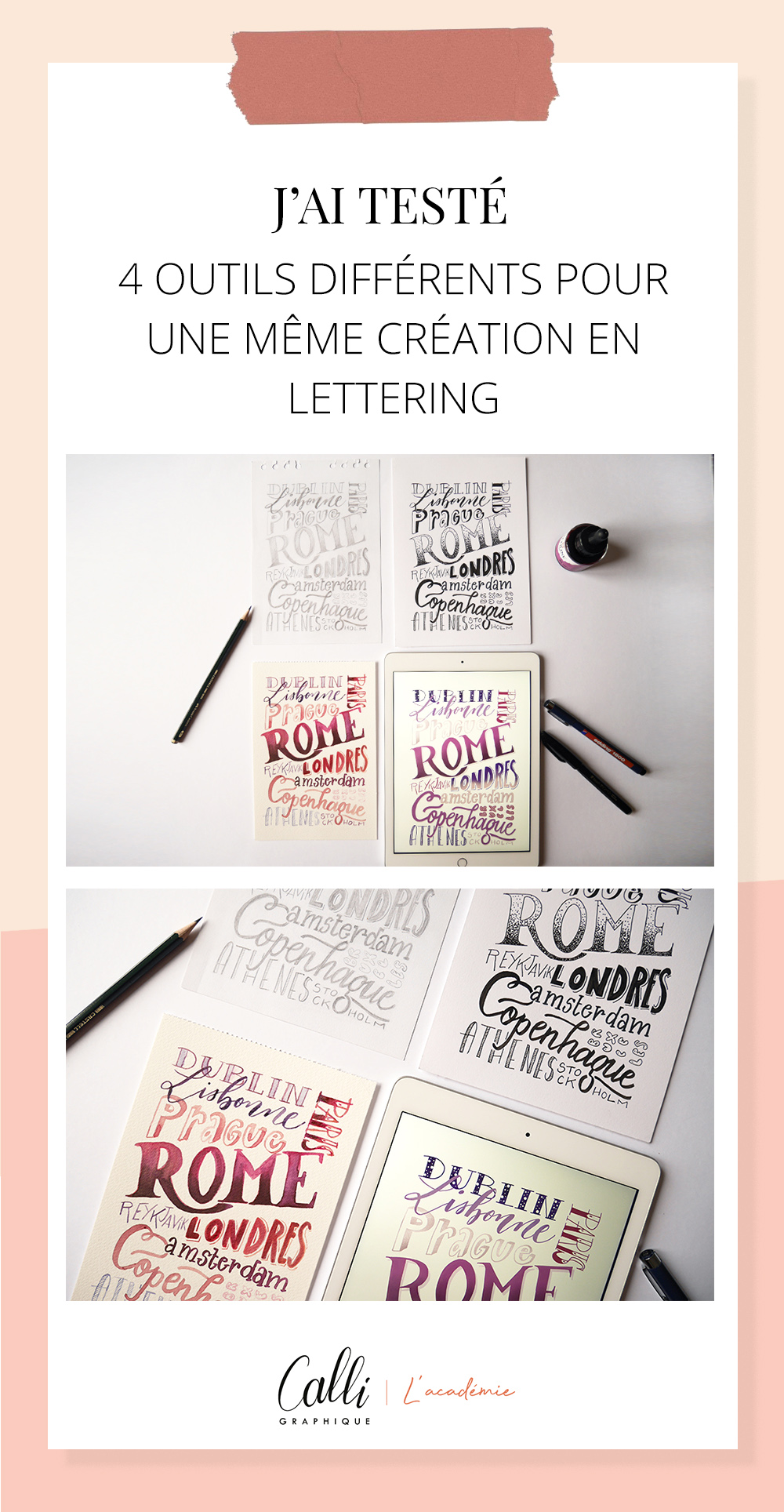 J'ai testé 4 outils différents pour une même création en lettering ...